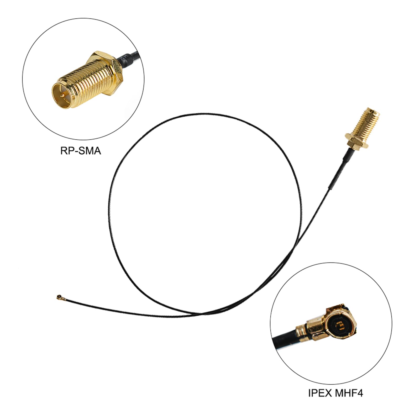 2 x 6dBi 2.4GHz 5GHz Dual Band WiFi RP-SMA Male Antenna+2 x 35CM RP-SMA IPEX MHF4 Pigtail Cable for M.2 NGFF WiFi WLAN Card