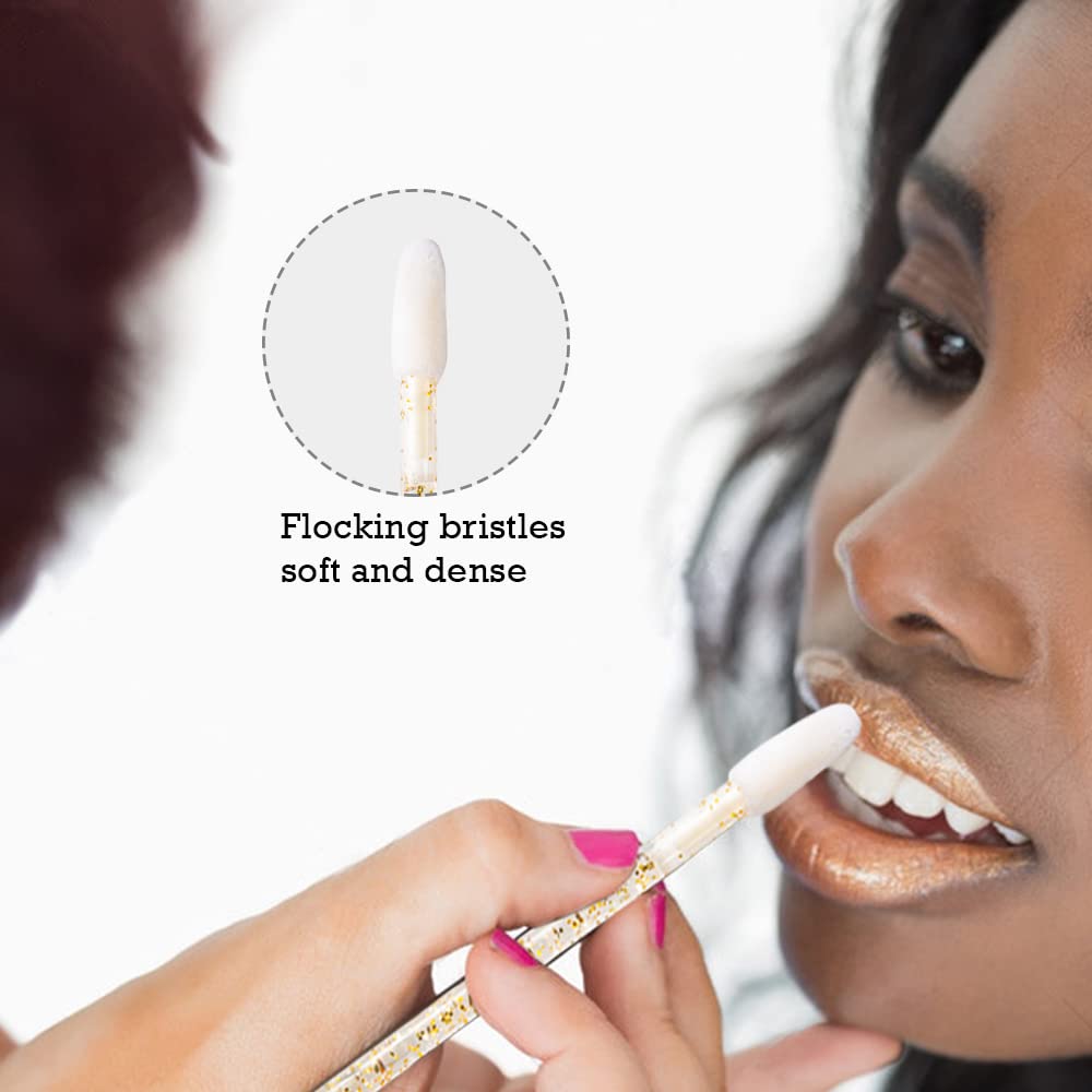 100 Lip Applicators Disposable Lip Brush Crystal Lipstick Lip Gloss Stick, Lipstick Gloss Stick Applicator Perfect Makeup Tool (Gold)