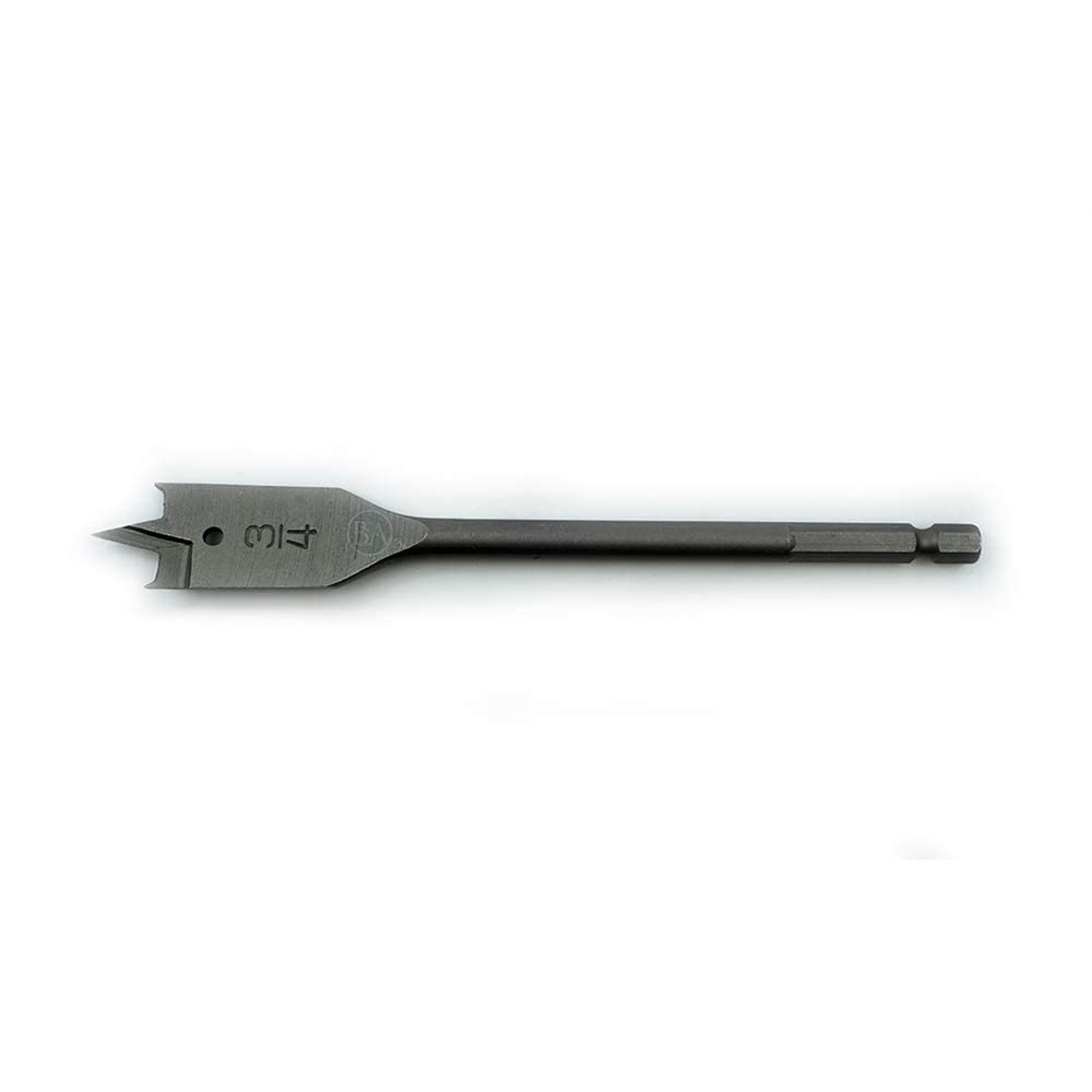 Benchmark Abrasives 3/4" x 6" Spade Drill Bit with Quick-Change Hex Shank Hole Cutter for Woodworking, Drilling, High-Speed Steel Paddle Flat Bits (3/4" x 6")