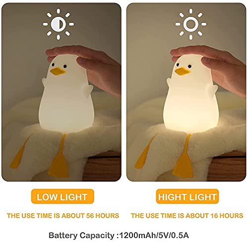 Attivolife Duck Night Light for Kids, Cute Animal Silicone Lamp Touch Control + Dimmable + Timer, USB Rechargeable LED Feeding, Bedside Bedroom Decor Birthday Gifts for Toddler Baby Women