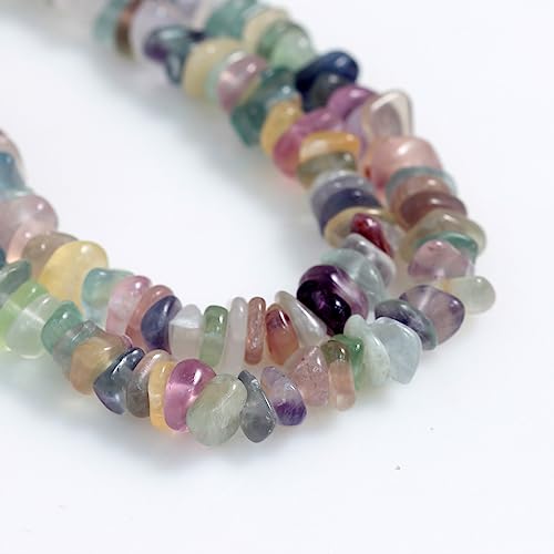 100pcs Genuine Natural Fluorite Gemstone Beads for Jewelry Making 0.5", Irregular Round Loose Stone Beads Drilled for Bracelet Necklace Earrings Crafts Design (Color Fluorite)