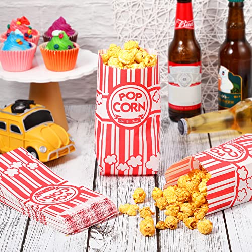 300 Pieces Paper Popcorn Bags 1 Oz Popcorn Container Red and White Concession Stand Supplies Movie Theme Party Supplies Popcorn Holder