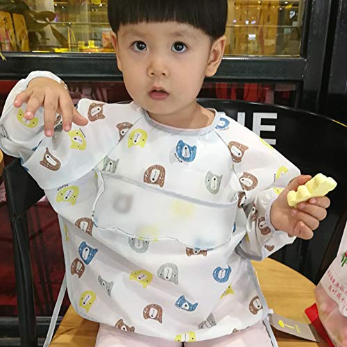 6-42 Months Toddler Baby Sleeved Bibs Waterproof Eating and Painting Smock. JNINTH