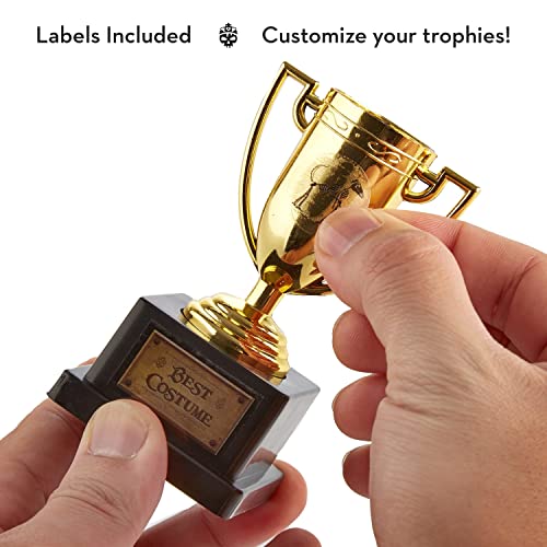 Halloween Costume Contest Trophies, 5-Pack β Customizable Party Awards with 24 Stickers with Categories & Poses - Fun Awards for Home, Work, School & Bar Costume Parties Supplies, Games & Decorations