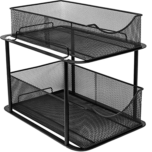 2 Tier Mesh Sliding Drawers - Cabinet Baskets Under The Sink Organizer