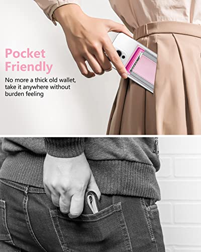 2-in-1 Magnetic Wallet, Up-grade with iPhone Wallet and Adjustable Stand, Open ID Window, Magnetic Wallet for iPhone 14 Pro Max/14 Pro/14/14 Plus/13/12 Series, 9 Cards Holder, Vegan Leather, Pink