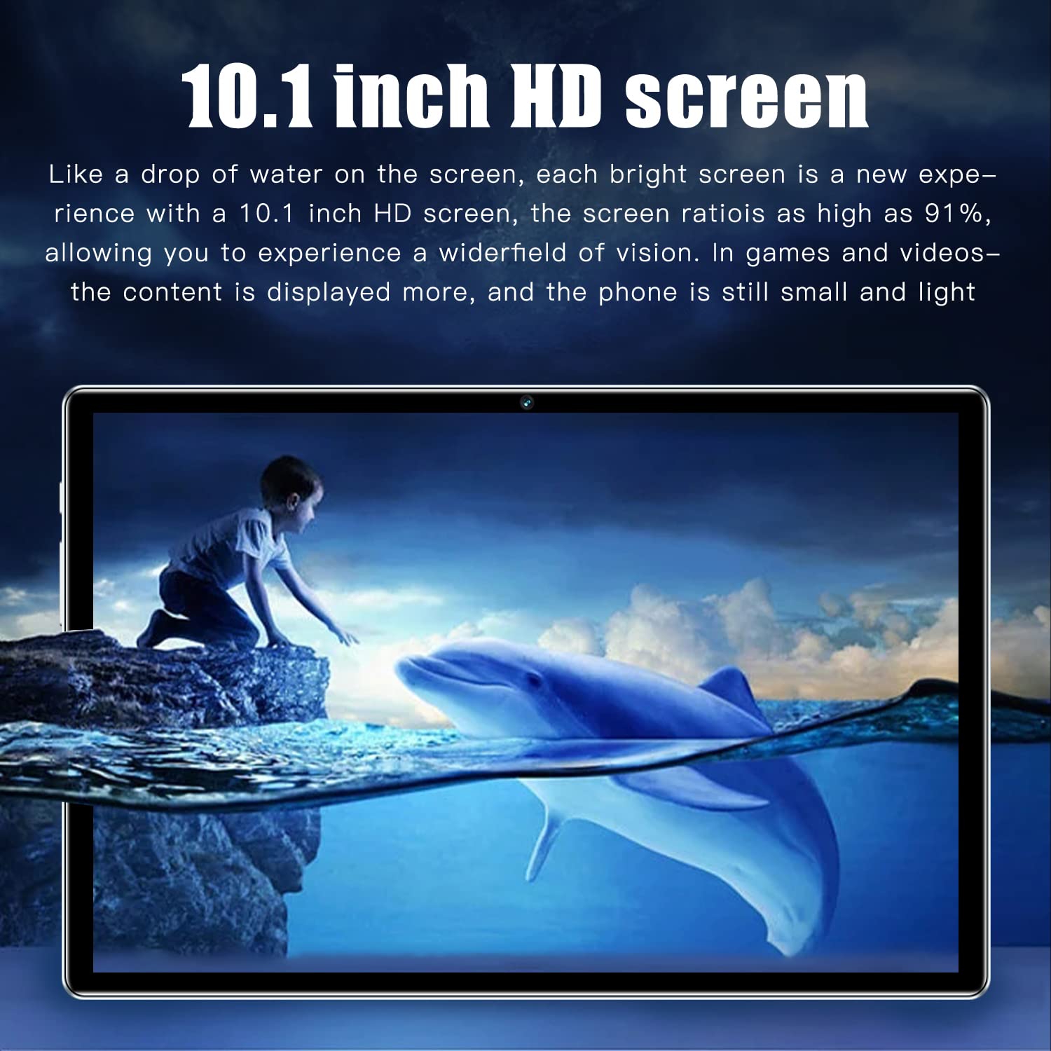 10.1 inch P10 Tablet, 4+32G Full Screen Tablets with Dual SIM Card Slots, Android 8, 1280x800 HD, WiFi, Bluetooth, GPS, 2MP/5MP Camera (Black)