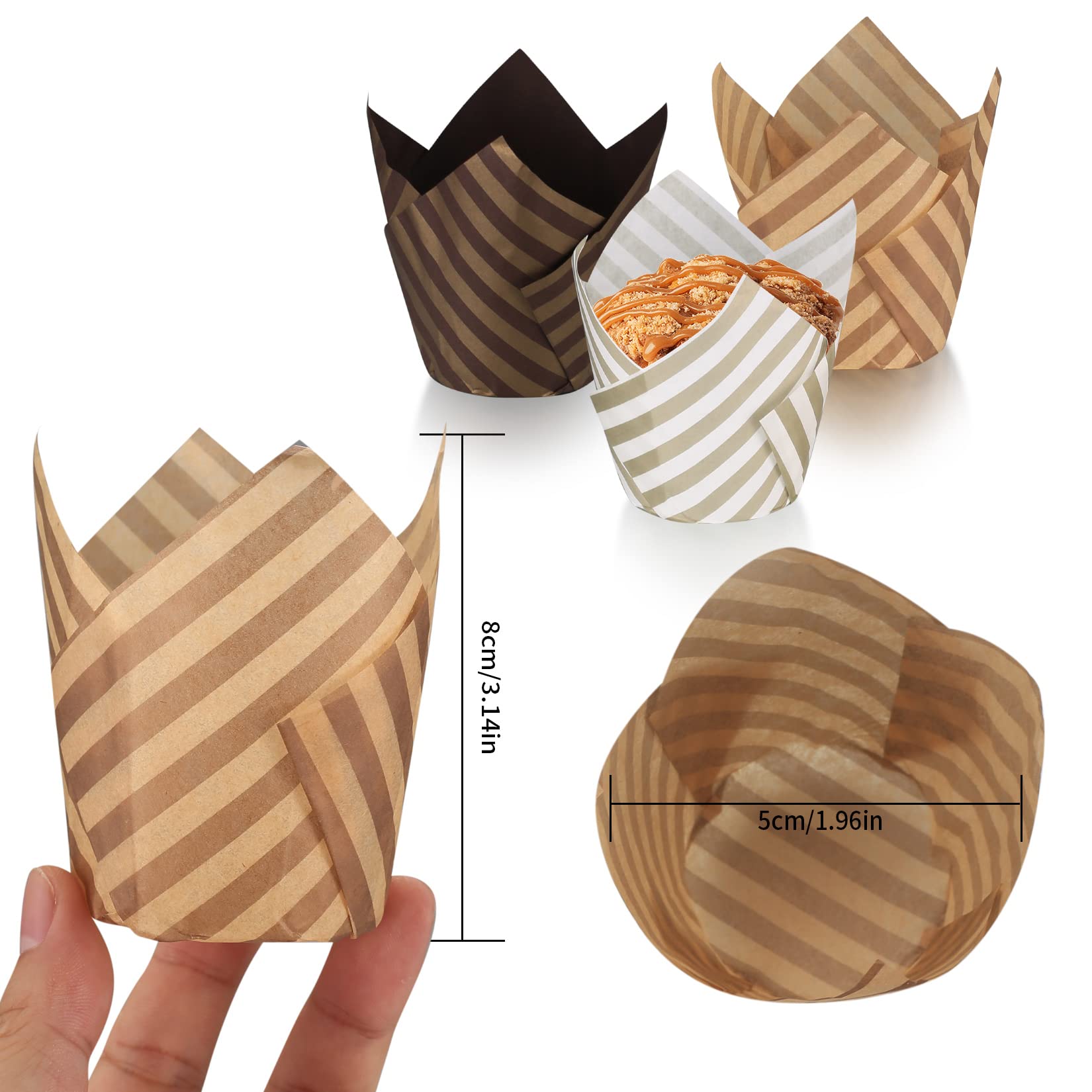 150 Pcs Tulip Cupcake Liners for Baking, Tulip Muffin Liners, Baking Cupcake Wrappers Cups Liners Non-stick Heat Resistant Greaseproof for Wedding Birthday Anniversaries