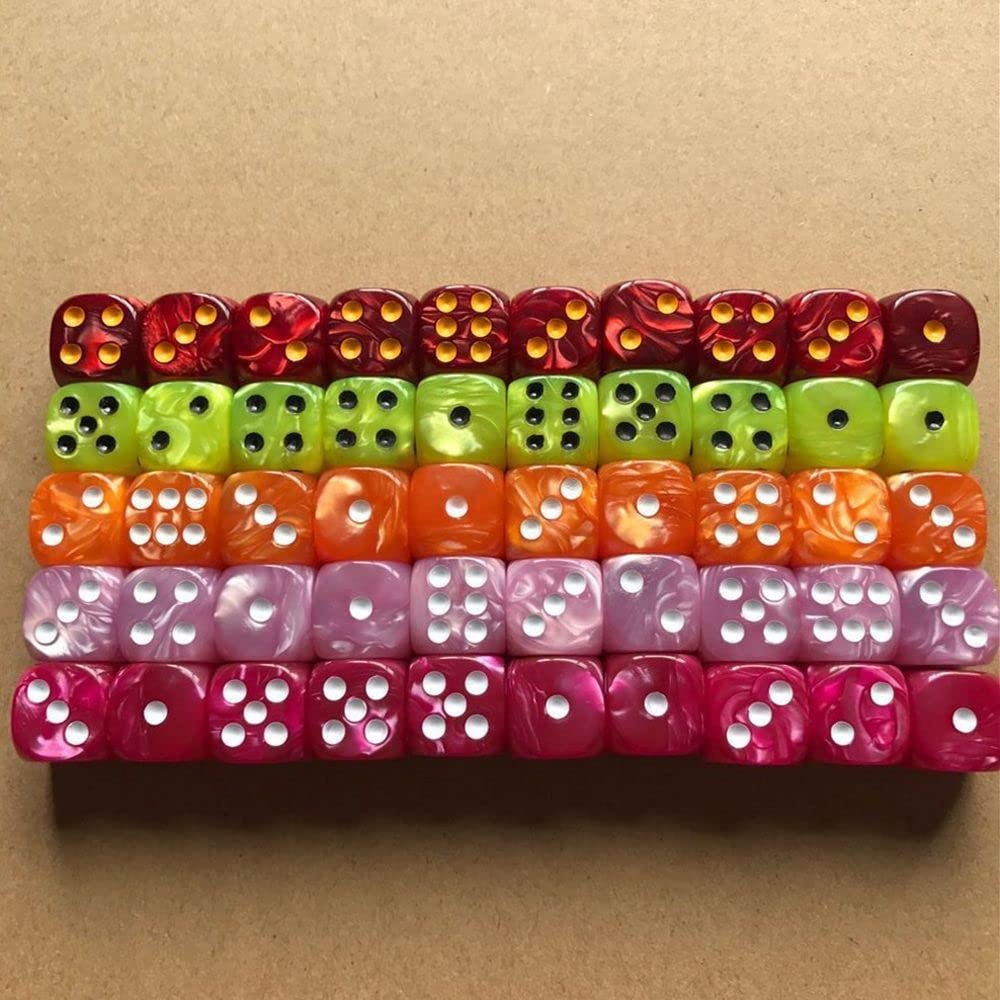 10pcs/Set Dice, Durable Dice Toy, Round Corner Game Dice, Resin Dice, Polyhedral Number Dice, 6 Sided 16mm Dice Entertainment Supplies(Rose red)