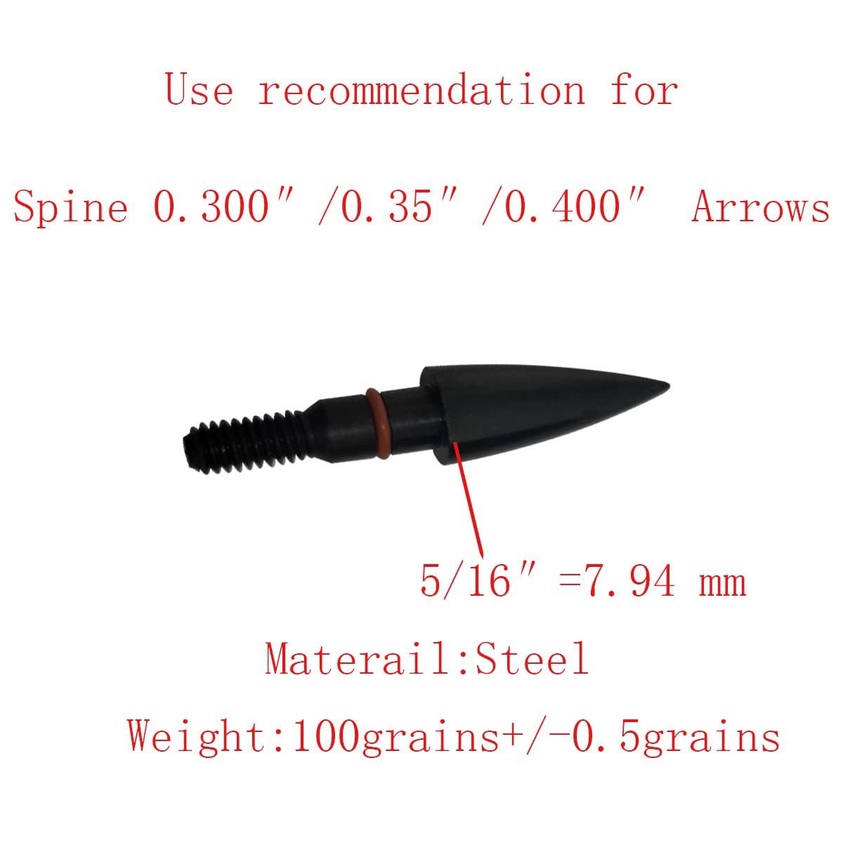 100/125/150/200 Grains Archery Field Points Practice Field Tips, Archery Target Practice Hunting Arrow Tip for Recurve, Compound Bow Crossbow, Steel Screw in Broadheads 12 PCS (5/16″-100grains)