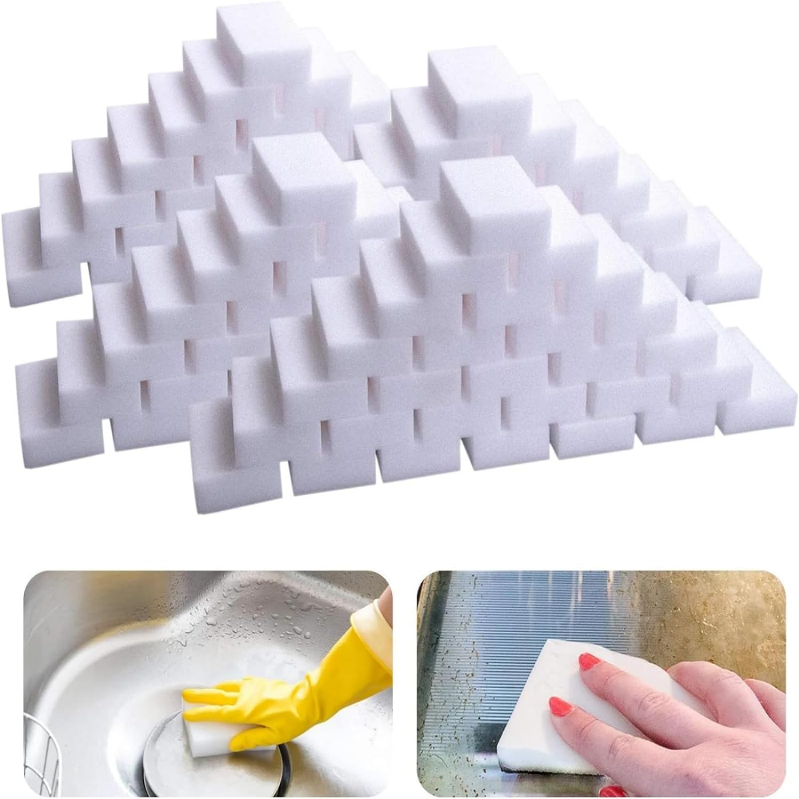 100/50 Pieces Magic Eraser Sponge Cleaning Pads for Furniture, Walls, Cars, Kitchens, bathrooms, Windows (100)