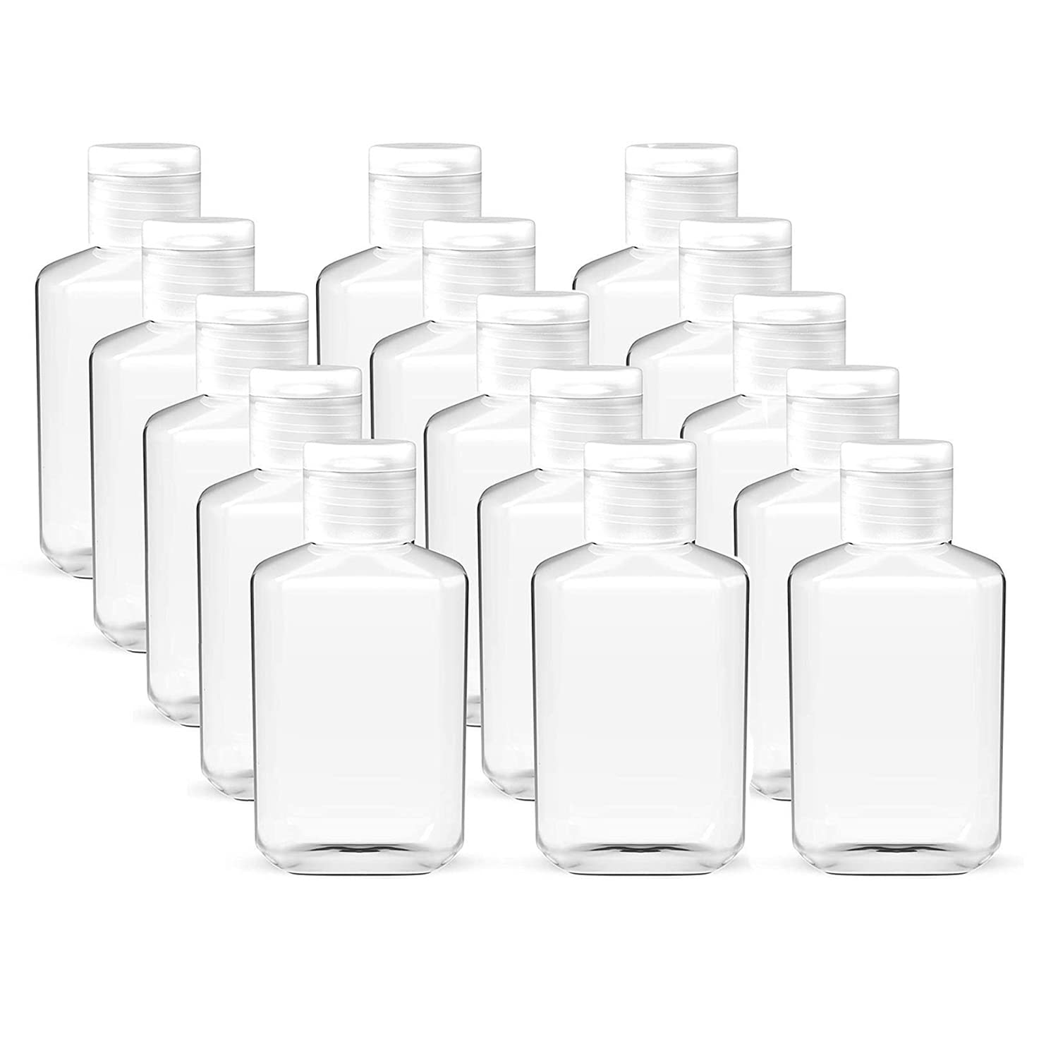 60pcs 2oz Clear Empty Travel PET Plastic Bottles with Flip Top Caps,Refillable Top Bottles, No BPA/No Parabens