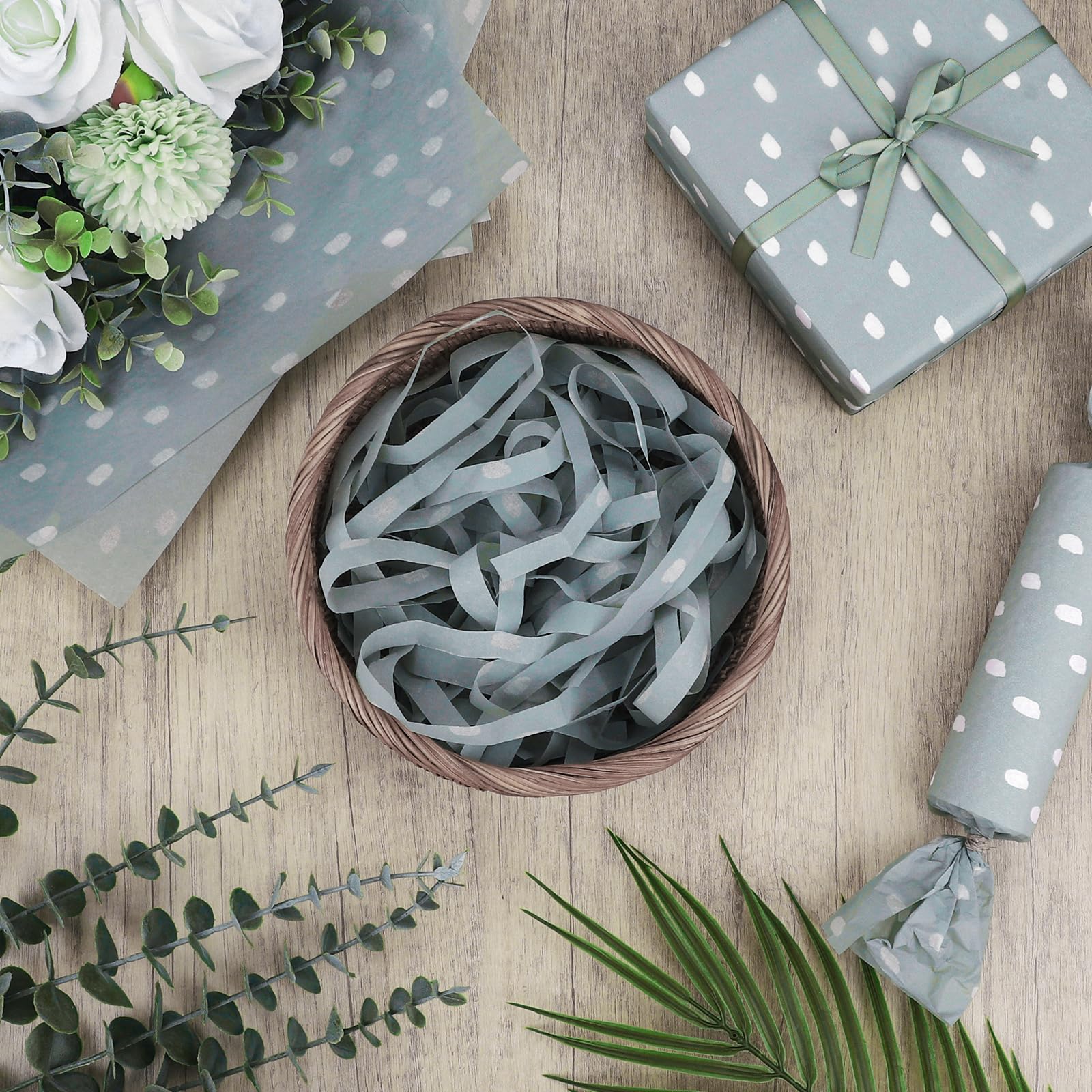 100 Sheets Doodle Dots Tissue Paper, 20 x 14β Inch Sage Green Doodle Wrapping Paper Hand Drawn Dot Gift Packaging Paper DIY Art Craft Paper for Baby Shower Birthday Wedding Gift Decor (Sage Green)