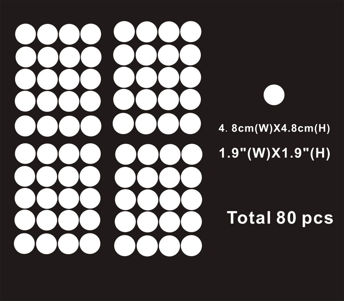 80pieces/ Set 4.8cm Polka dot Wall Sticker -Easy Peal & Stick- Environmental Removable Kids Nursery Room Decor Decal Sticker (White)