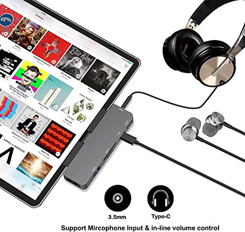 7-in-1 USB C Hub Adapter Multiport, with 4K HDMI, USB C PD Fast Charging and SD - Dongle Compatible with iPad Pro 2020 2018,iPad Air4, MacBook Pro/Air and More