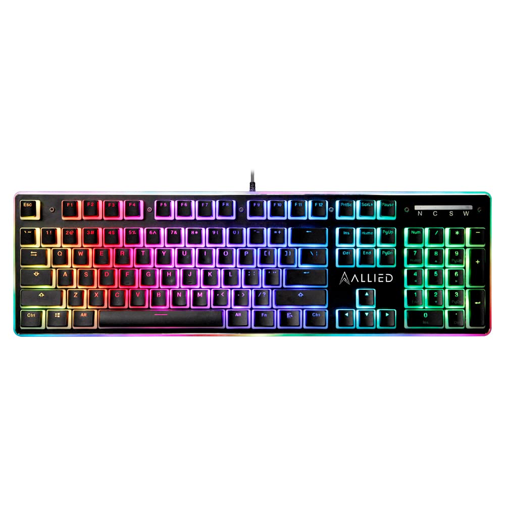 Allied Gaming Firehawk Mechanical Gaming Keyboard - Blue Switches: 104 LED Individually Backlit ARGB Keys with 21 Programs, Programmable Macro Functionality, Lightweight Metal Frame, Firm & Quiet