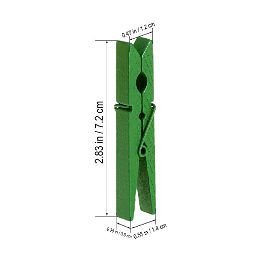 25pcs Durable 2.9 Inch Wooden Clothespins Clothes Pegs Pins (Green)