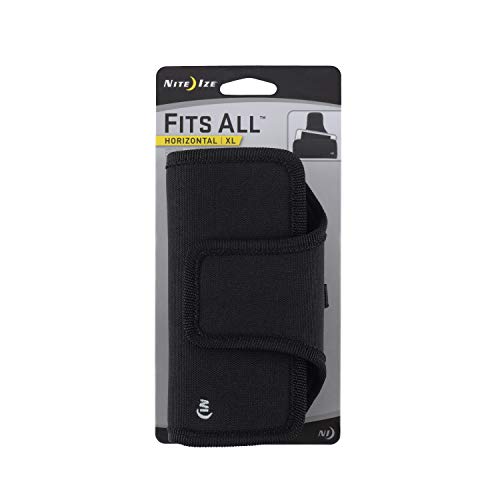 Nite Ize Fits All Phone Holster - Vertical or Horizontal Protective, Clippable Cell Phone Holder for Your Belt Or Waistband - Horizontal - Extra Large - Black