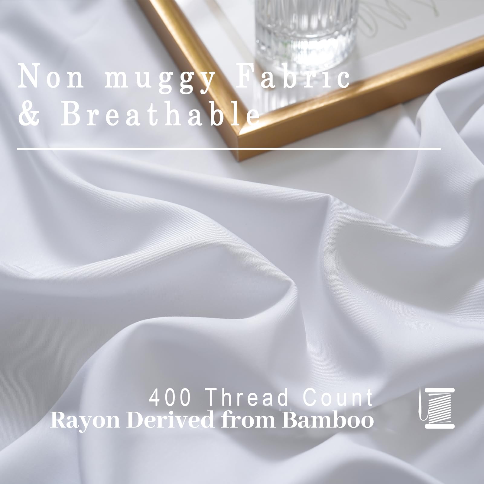 100% Cooling Duvet Cover King Rayon Derived from Bamboo Comforter Cover Cooling for Hot Sleepers Moisture Wicking with Corner Ties Zipper Closure(King,White)