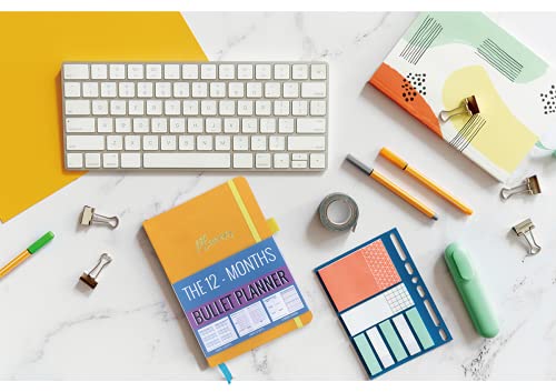 12 Months Undated Planner Daily Weekly And Monthly Hourly Scheduling to Hit Your Goals,8.3 x 5.8" Faux Leather Hardcover, Start Any Time (orange)
