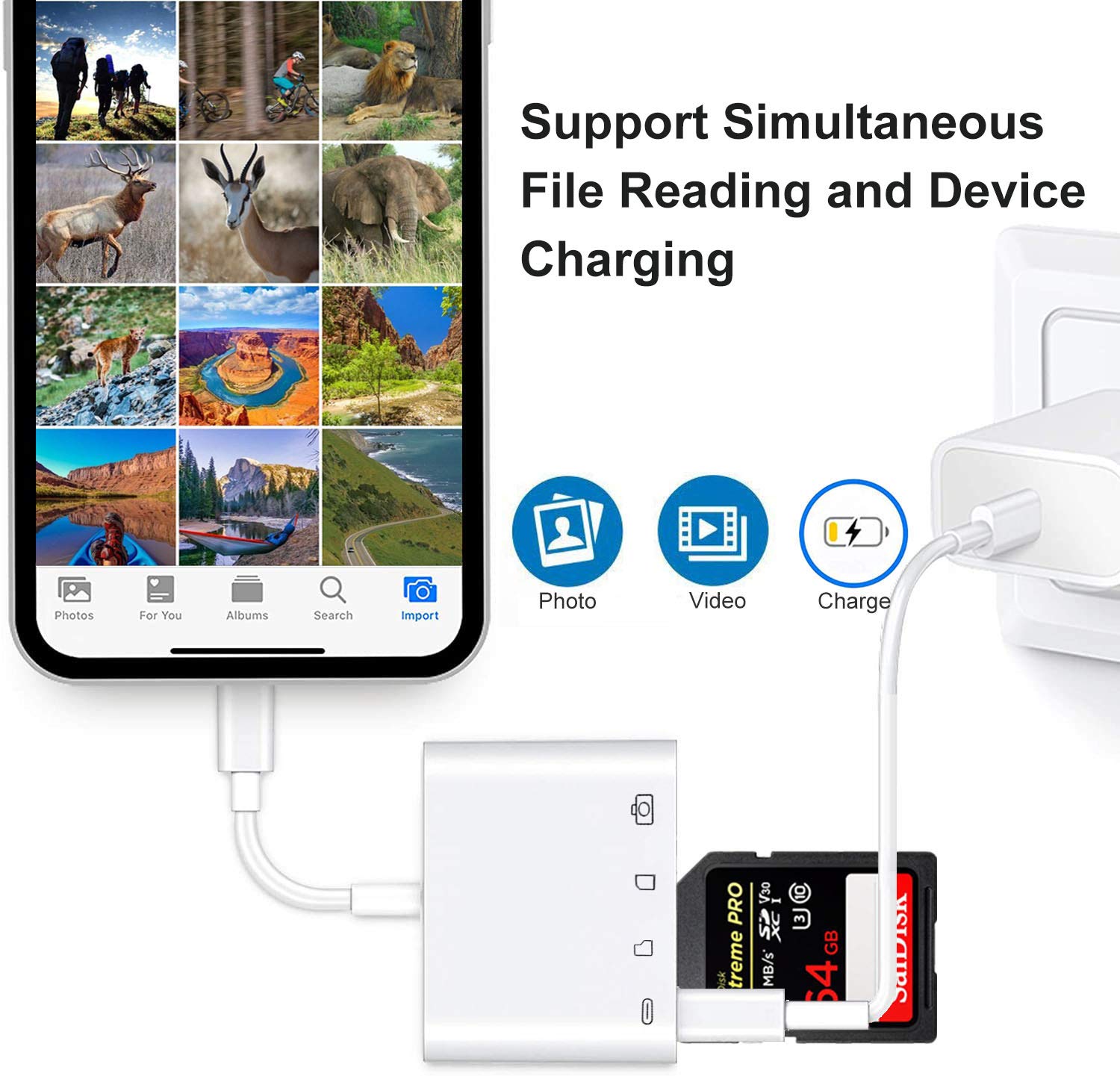 A-BST SD Card Reader Micro SD/SD Card Adapter 4 in 1 Trail Game Camera Card Viewer Reader 3.0 USB OTG Cable Compatible for iPhone/iPad Plug and Play