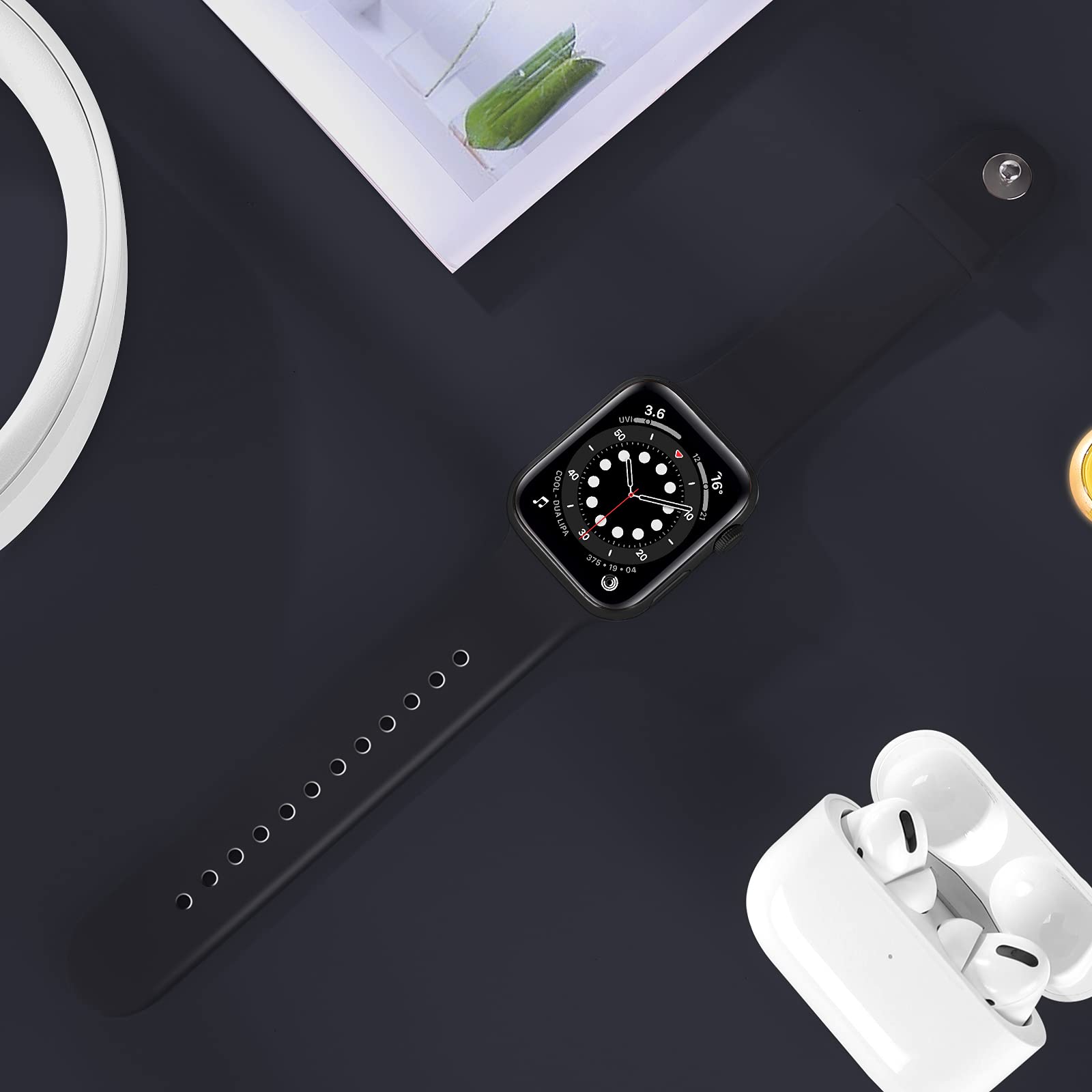 OUHENG 2 Pack Sport Band Compatible with Apple Watch Band 49mm 45mm 44mm 42mm, Soft Silicone Band Strap for iWatch Ultra Series 8/7/6/5/4/3/2/1/SE2/SE (Black/Dark Gray)