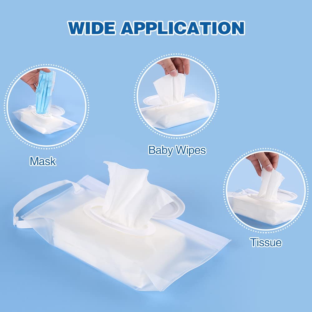 Susimond 6pcs Portable Wet Wipe Pouch Dispenser, Refillable Reusable Wipe Holder, Eco Friendly Baby Wipes Dispenser Container, Travel Wet Wipe Container for Travel, Strollers, Backpacks