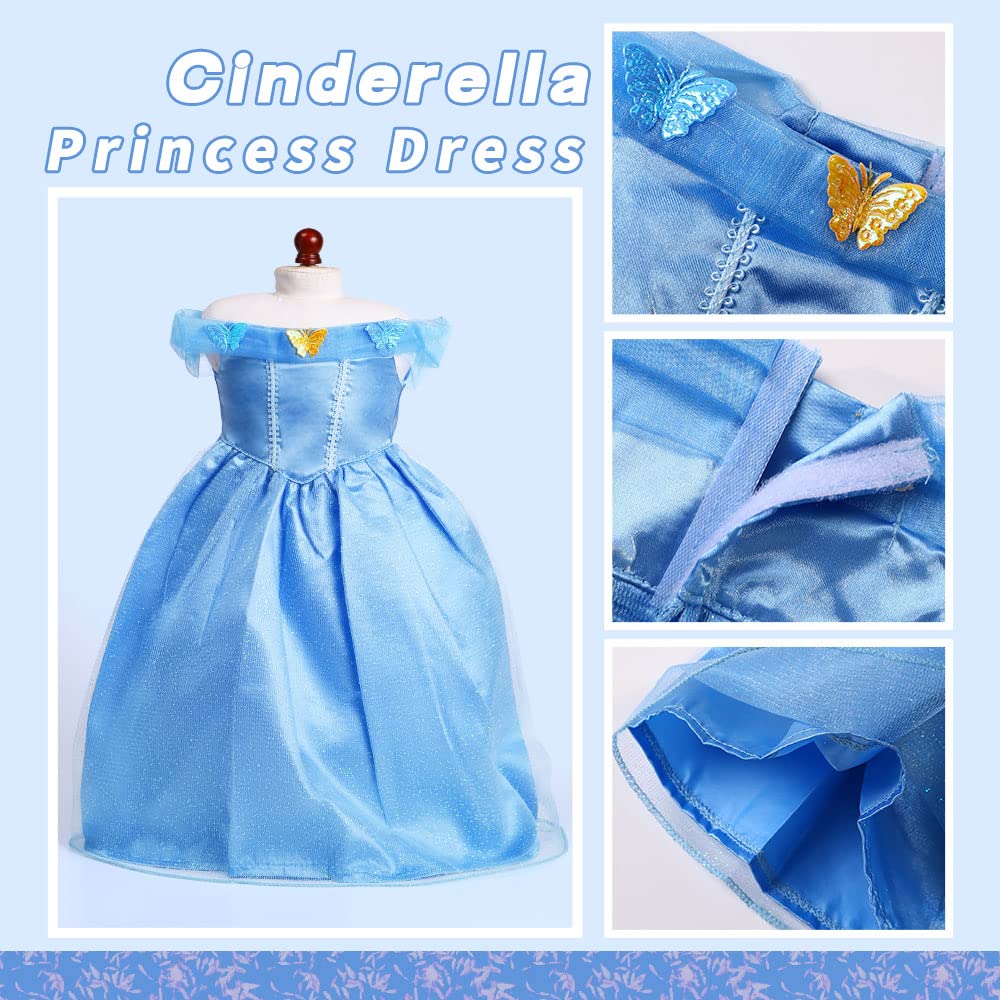 18-Inch Doll Clothes Princess Dress 5 Pc Pincess Dress Set Includes Cinderella, Belle, Snow White, Rapunzel and Aurora Fits 18" Dolls