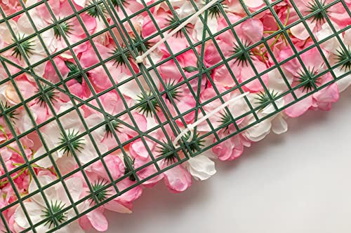 Flowers Wall Panel 4 PCs (11 SQFT) 24"x16" Carnations 3D Flower Wall Decor Silk Flowers for Nails Room, Home Office, Wedding Backdrop, Bridal Shower, Baby Girls Room, Nursery, Pink Room Décor