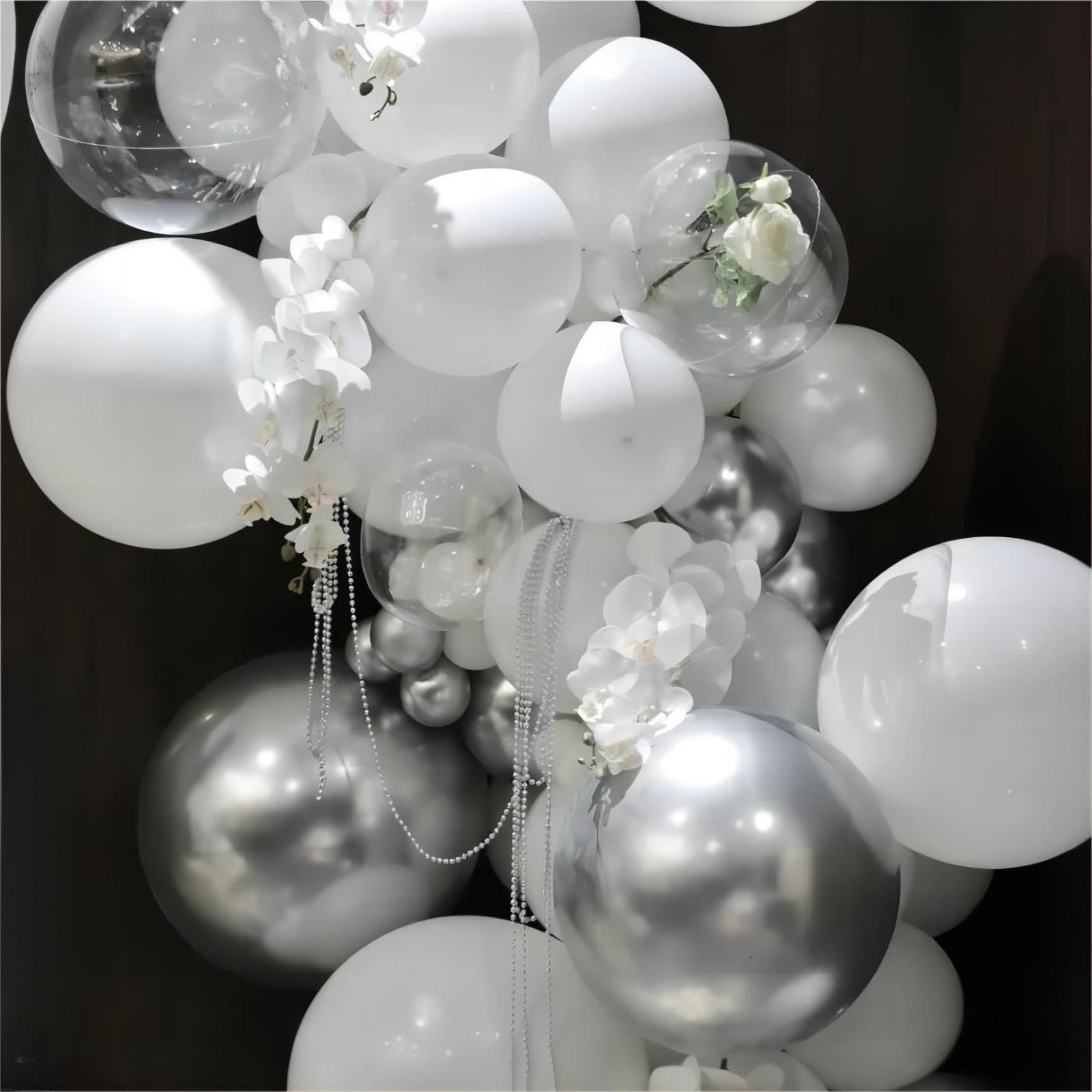 110pcs White Balloon Garland Arch Kit,18 12 10 5 Inch Different Sizes Pack White Latex Party Balloons for Wedding Birthday Bridal Shower Anniversary Party Decorations