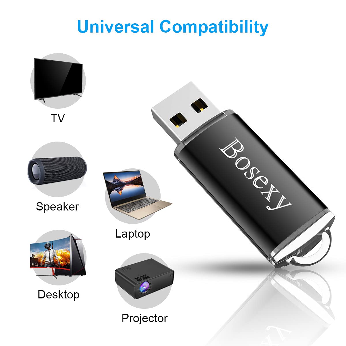 8GB Flash Drive 10 Pack Bosexy Thumb Drive USB Bulk Memory Stick Jump Drive with Led Indicator Black