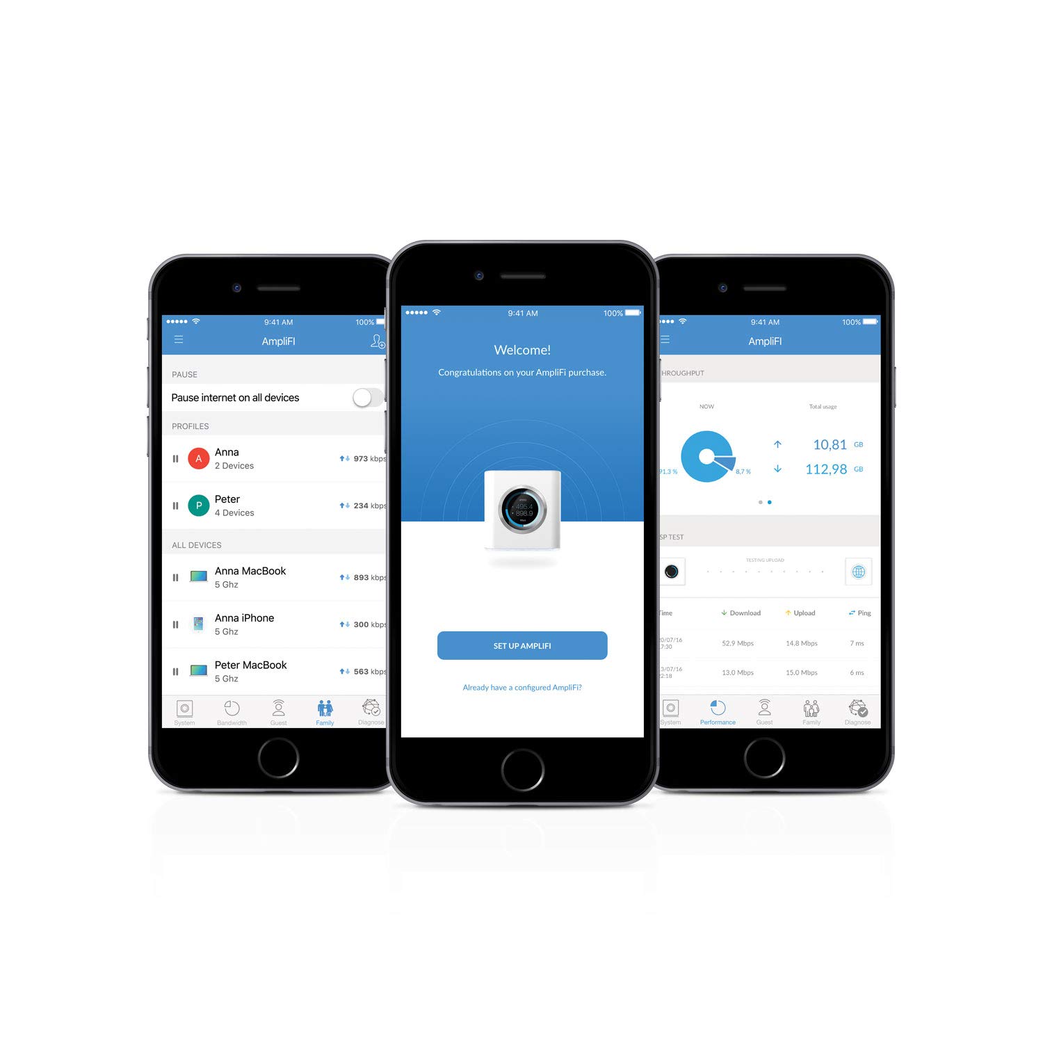 AmpliFi HD Wifi Router by Ubiquiti Labs, Seamless Whole Home Wireless Internet Coverage, HD Wifi Router with Touchscreen Display, 4 Gigabit Ethernet, 1 WAN Port, Ethernet Cable, Expandable Mesh System