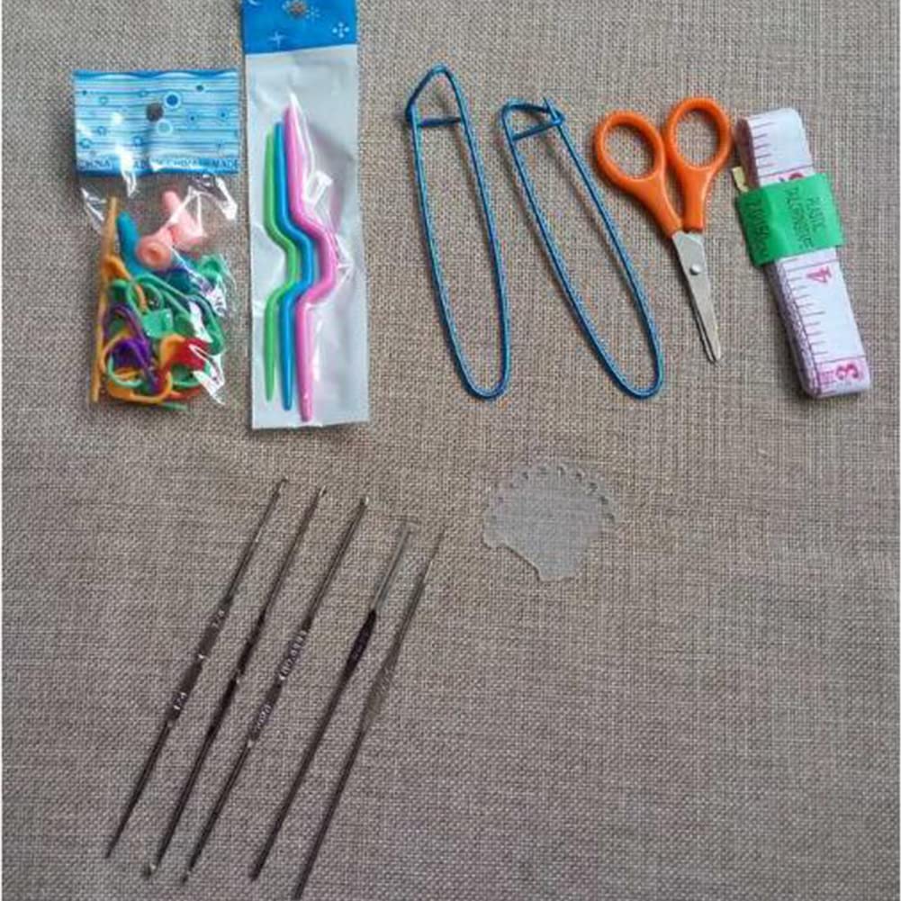 104pcs Knitting Kit Stainless Steel Straight Circular Knitting Needles Crochet Hook Needlework Weave Set Hand Tool with Pu Bag