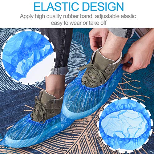 100 PCS(50 Pairs)Shoe Covers Disposable, Green Convenience, Recyclable, Boot Cover, Waterproof, Non slip, Dust proof, One Size Fit All, Durable CPE Material, Blue, Protect Your Shoes, Floor, Carpet