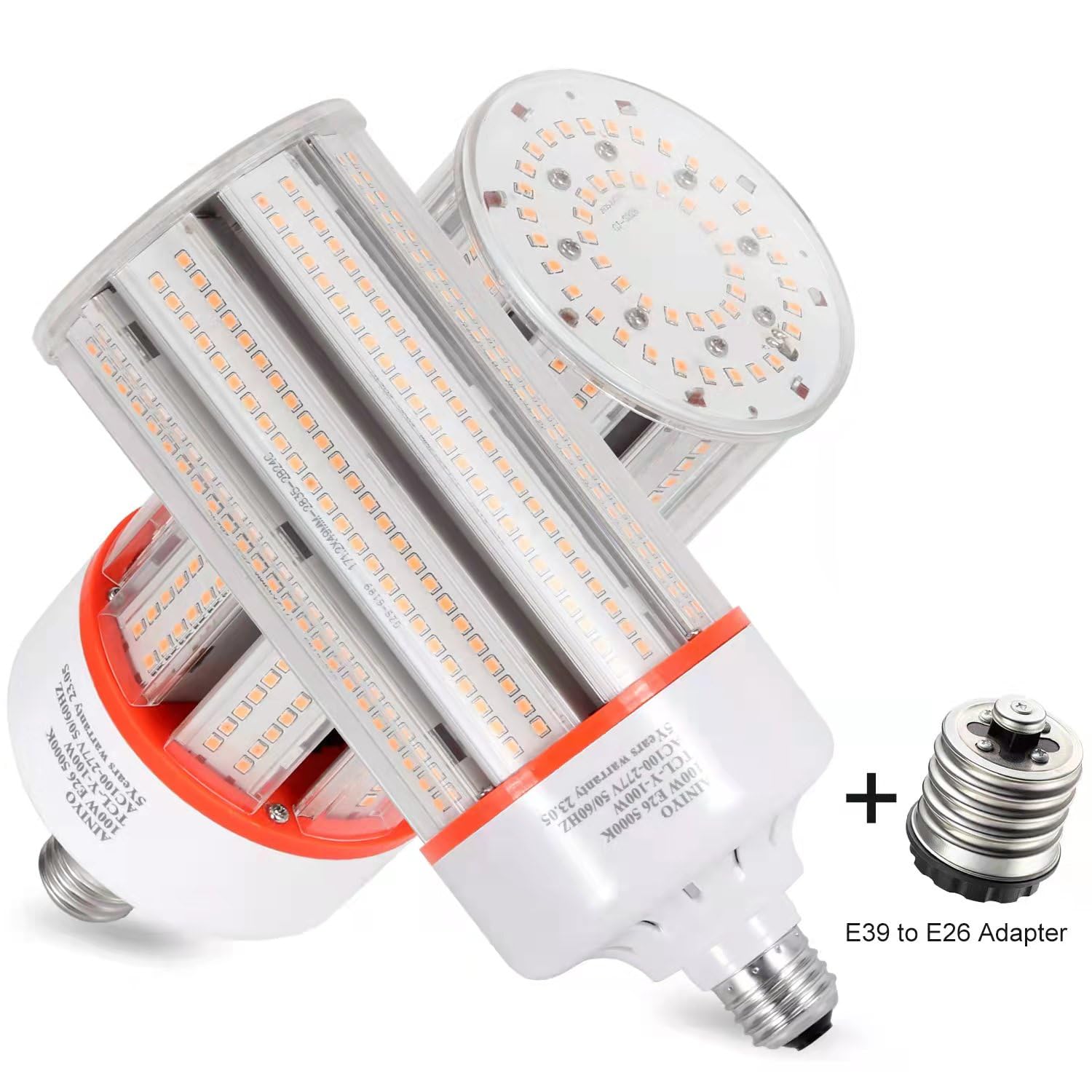 100W Led Corn Light Bulb,E39/E40 mogul Base,13500 lm,5000k Daylight,110 to 277 V,CFL HID 320W Metal Halide Replacement For Large-area Lighting Shopping Mall,GYM,Street,Warehouse,Factories(2-Pack)