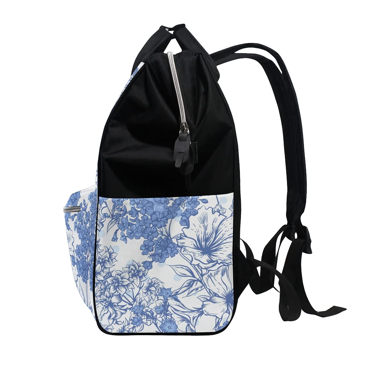 A Seed Backpack Baby Diaper Bag Tote Vintage Flowers Floral Leaves Blue for Mom Dad Father Mother