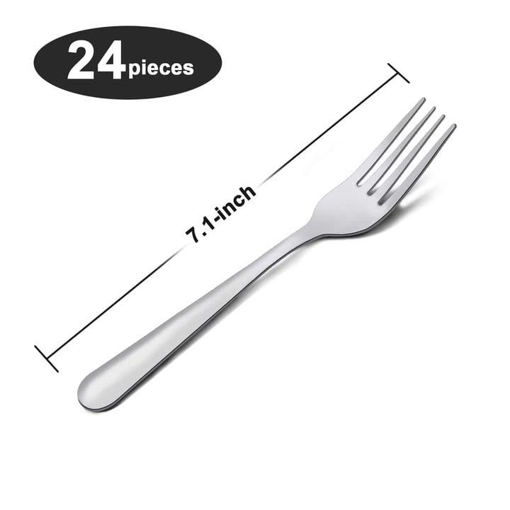 24 Pieces Dinner Forks Set (7.1 inch), Unokit Silver Stainless Steel Dinner Forks Set of 24, Forks Silverware, Flatware Forks for Home, Kitchen or Restaurant - Mirror Polished, Dishwasher SafeĀ