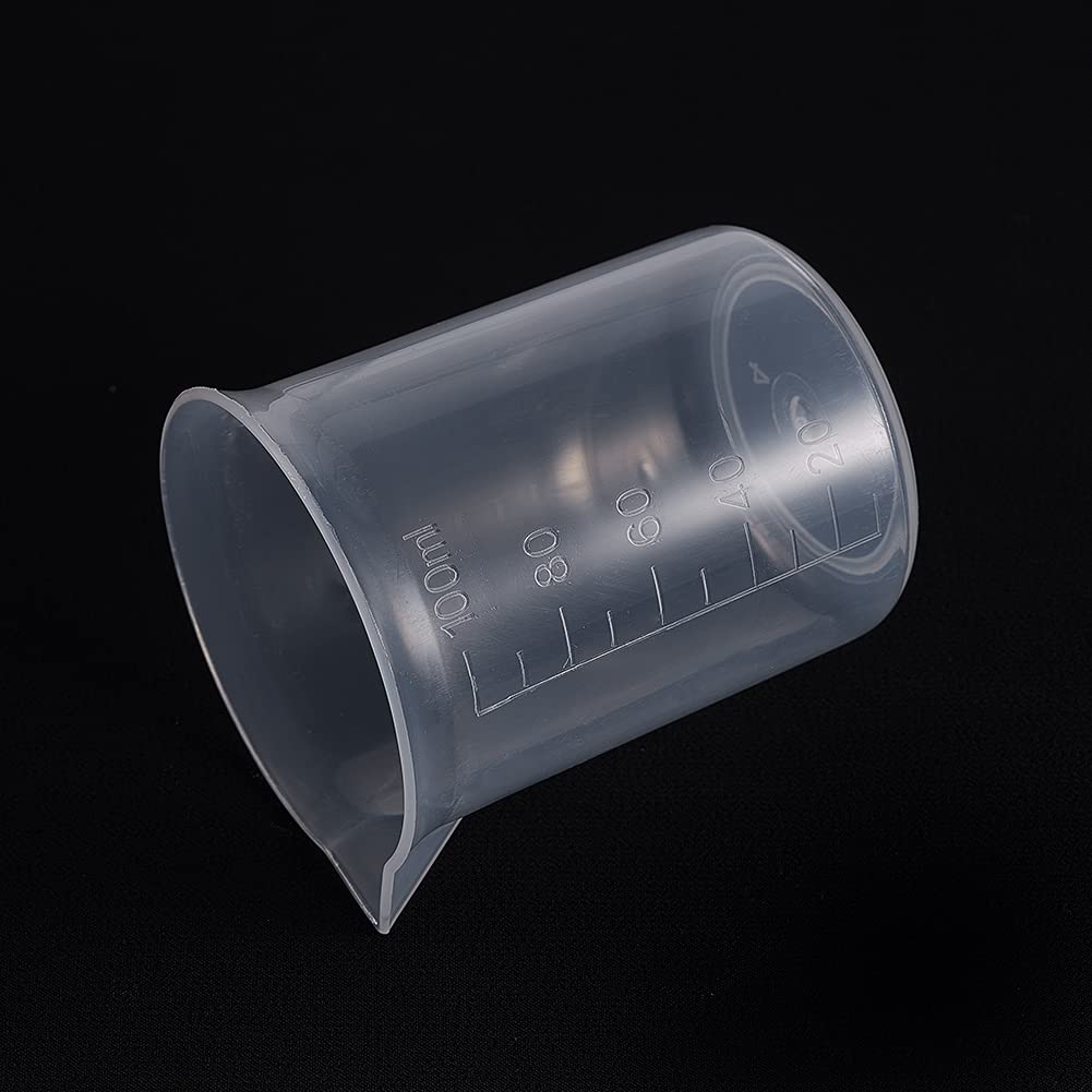 Bettomshin 10Pcs 100ml PP Plastic Measuring Low Form Beaker, Graduated Beakers Multipurpose Mixing Cups Transparent for Lab Kitchen Liquids