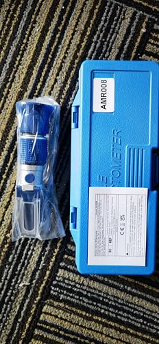 AMTAST Handheld Beer Refractometer Brix Refractometer Wine Refractometer Tester ATC Dual Scale-Brix 0-32% Specific Gravity 1.000-1.120, Made of Copper (Not Cheap Aluminum)