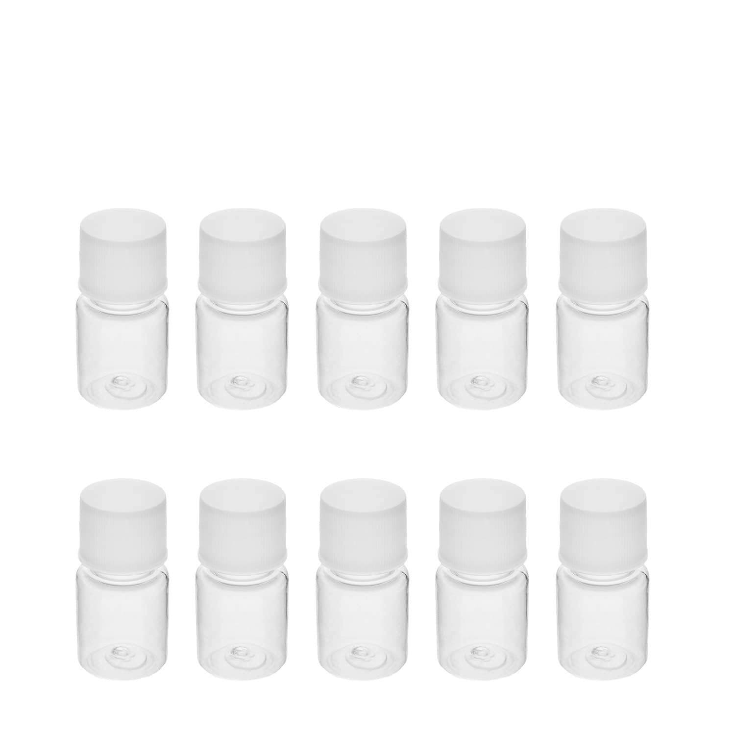 Bettomshin 10Pcs 5ml PE Plastic(Food Grade) Bottles with Caps, Lab Wide Mouth Small Plastic Water Bottles Reagent Bottle, Liquid/Solid Sample Seal Storage Container Transparent