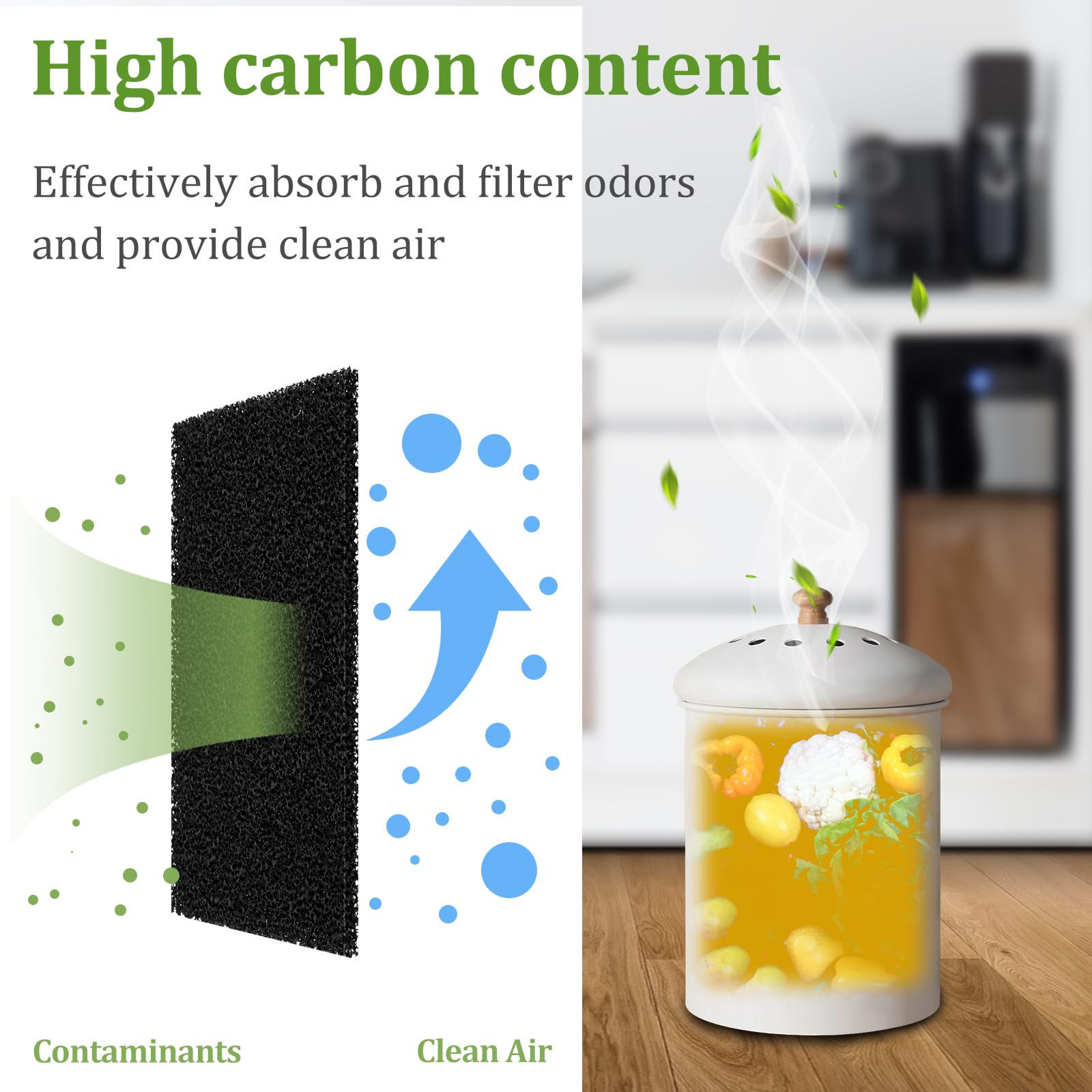 12Pcs Charcoal Filters for Kitchen Compost Bin 12cm Square Activated Carbon Compost Bin Filters Efficient Replacement Compost Filters Compost Bin Kitchen Charcoal Filter 5mm Thick for Countertop Bin β