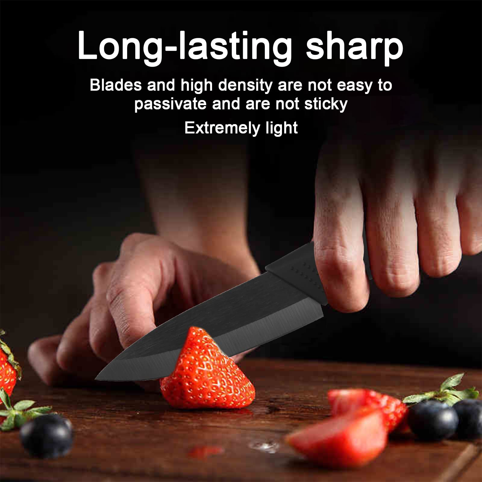 Ceramic Knife Set,Five piece 5" Utility Knife, 4" Fruit Knife, 3" Paring Knife and One Peeler,Ultra Sharp Professional Kitchen Chef Knives with Stain Resistant (Black)