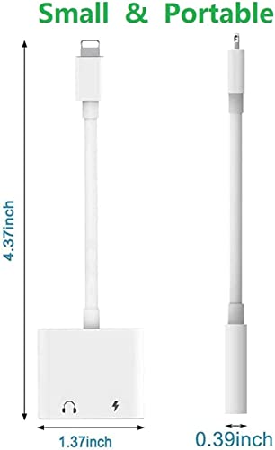 2 Pack iPhone Headphone Adapter, iPhone Adapter for Headphone Jack 2 in 1 [Apple MFi Certified] Lightning to 3.5mm Aux Audio Dongle Charger Splitter for iPhone 14/13/12/11/XS/XR/X/8/7/iPad/iPod