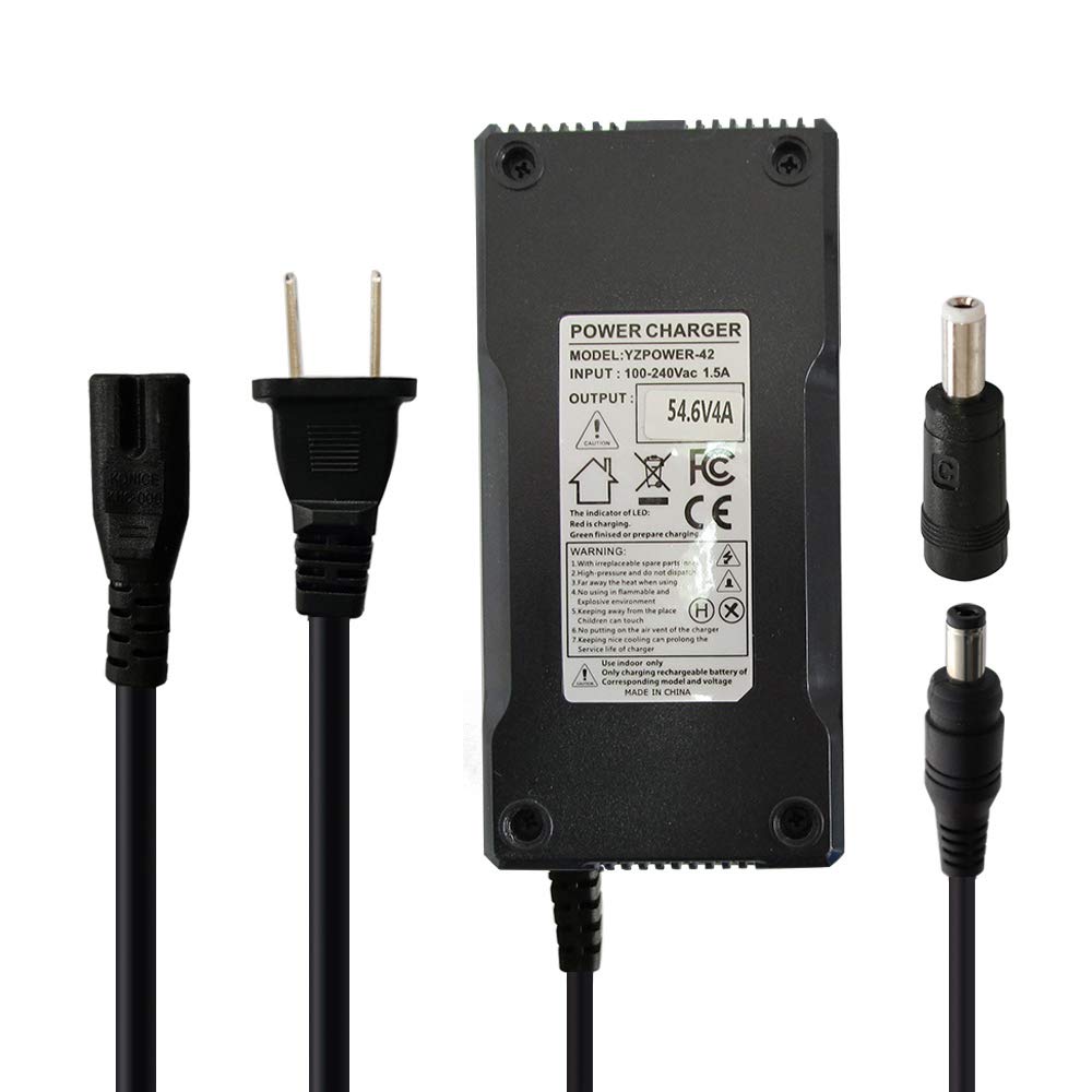 Abakoo 54.6V 4A Power Supply Adapter Charger for 48V 13S Lithium Li-ion Battery Pack with DC 5.5x2.1mm / 5.5x2.5mm Plug