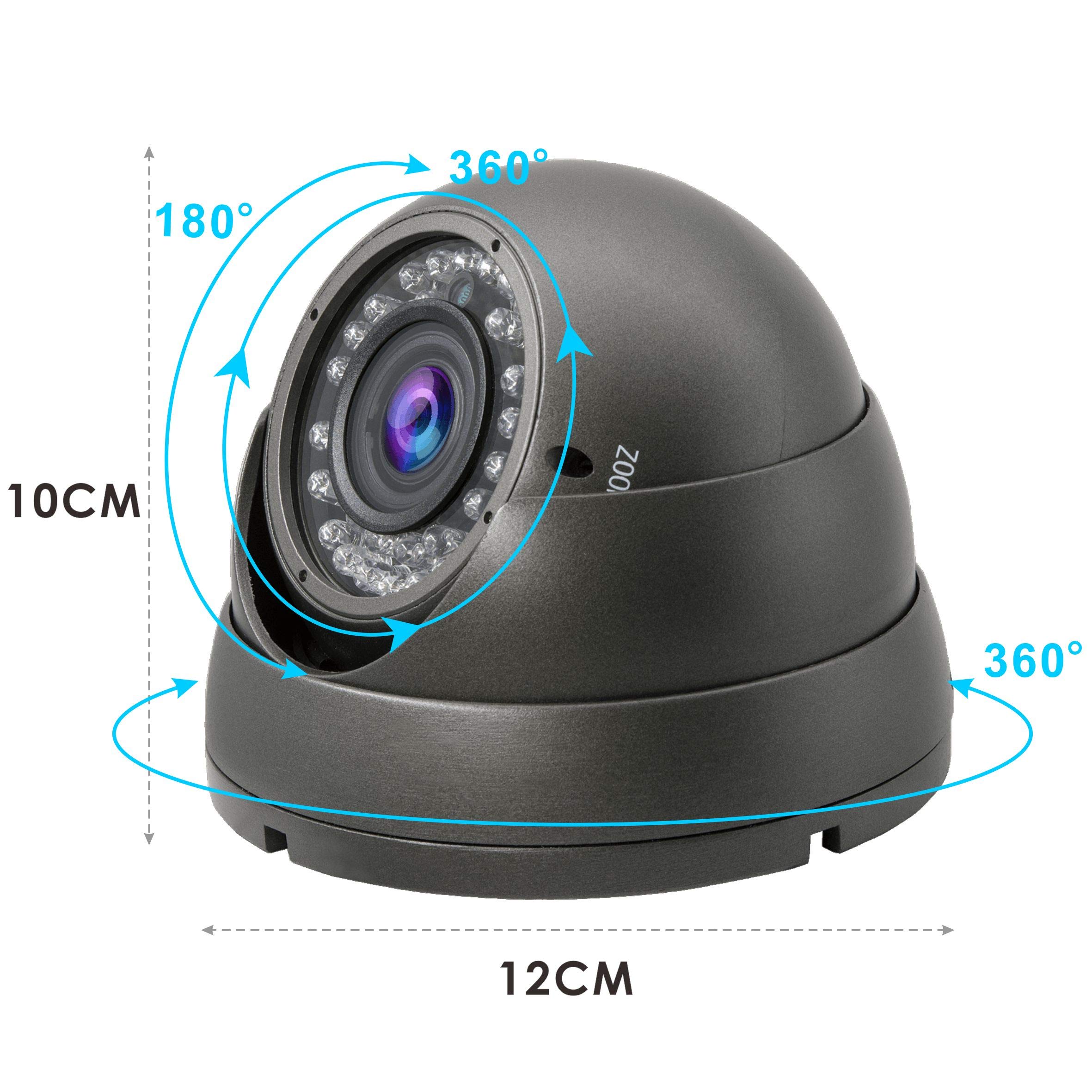 5MP 4MP Dome Super Hybrid Security Camera HD-TVI/CVI/AHD/960H CCTV Surveillance Security Camera 2.8-12mm Varifocal Lens Outdoor/Indoor 98ft IR Waterproof Day&Night Vision Dome Camera(Gray)