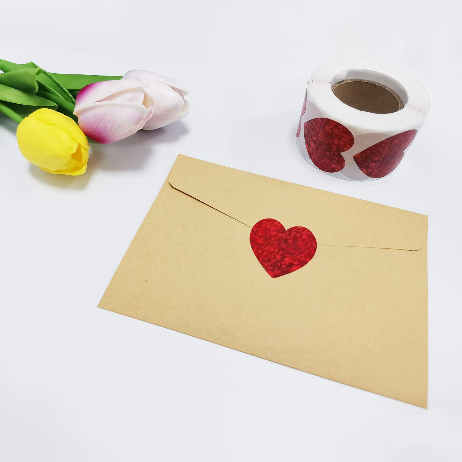500 Pieces Heart Shaped Label Stickers,Heart Decorative Stickers,Use for Valentines Day Decor,Decorating Envelopes, Gift Boxes, Cards, Letters, Postcards, Scrapbooks, Handmade Crafts