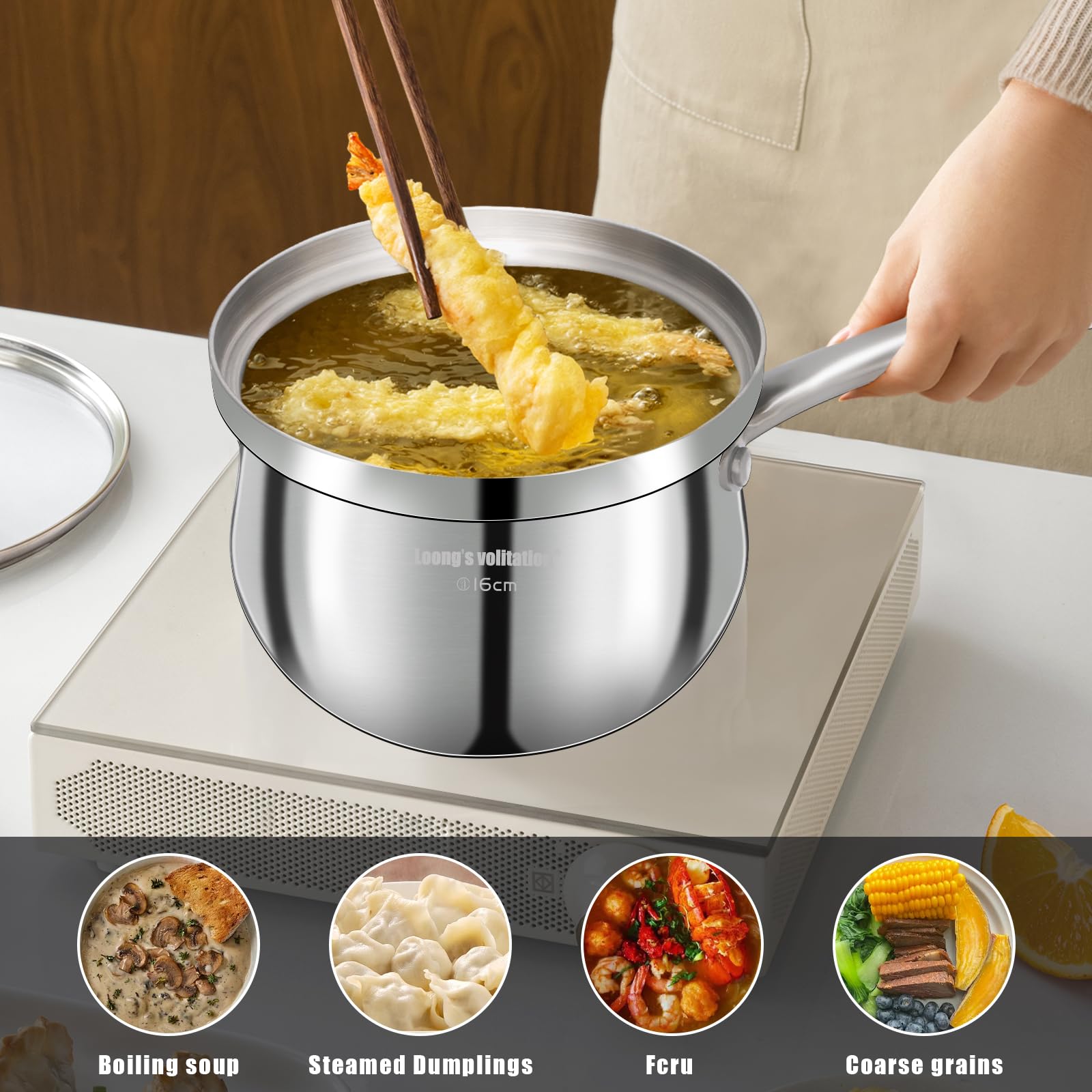 2.3 Quart Stainless Steel Saucepan with Steamer Basket,Tri-ply Construction,Multi-functional Sauce Pan Set with Lid,Small Sauce Pots Cooking for Pasta,Gravies,Noodles,Vegetable