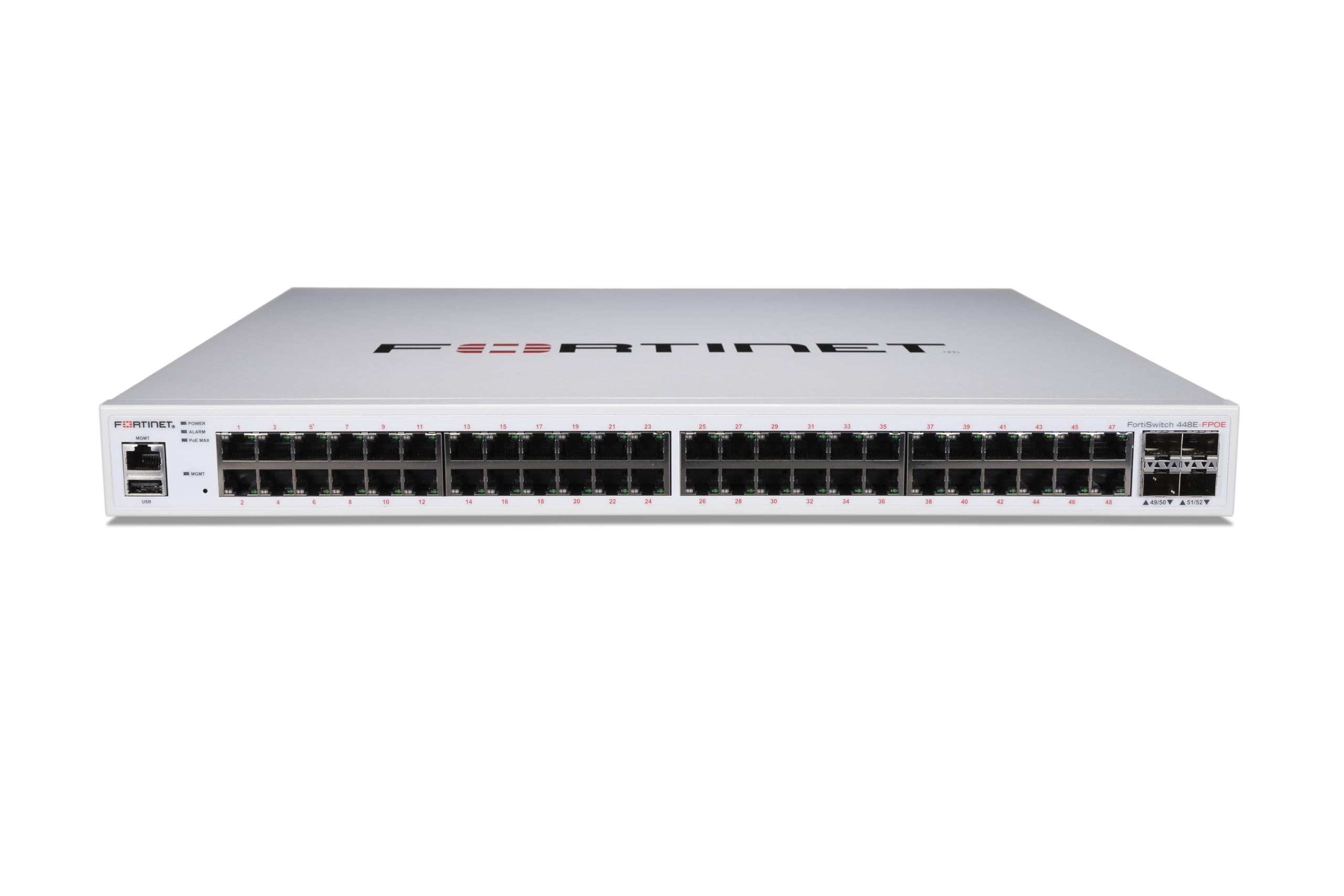 FORTINET INC. Fortinet FS 448E FPOE Ethernet Switch 48 Ports 3 Layer Supported Modular Twisted Pair, Optical Fiber Rack mountable