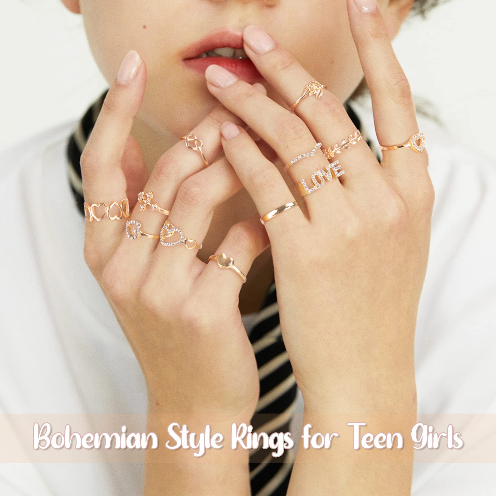 106 Pcs Vintage Silver Knuckle Rings Set for Women Teen Girls, Boho Stackable Joint Finger Rings Aesthetic, Retro Stone Crystal Seahorse Star Moon Stacking Midi Rings Pack