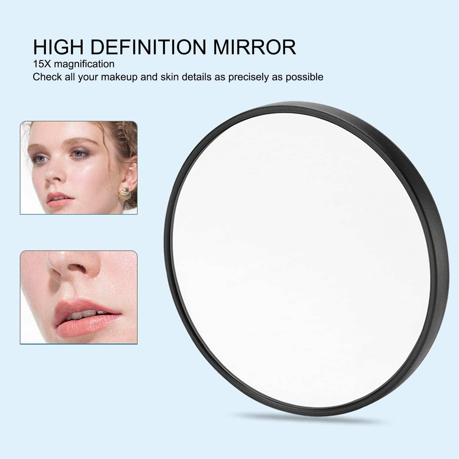 15X Magnifying Mirror Magnifying Mirror with Firm Suction Cups Portable High Definition Sturdy Contact Lens Wear